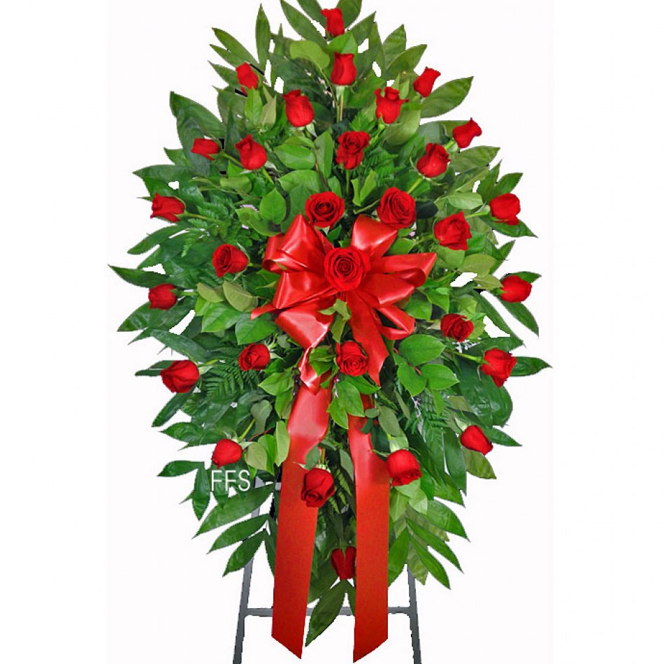 Roses Standing Spray with Easel - The Funeral Flower Shop